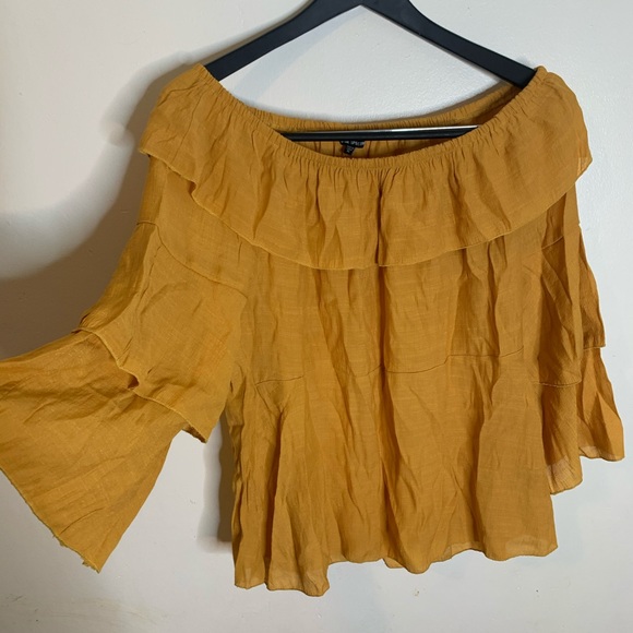 Unique Spectrum | Tops | Mustard Off The Shoulder Long Sleeve | Poshmark